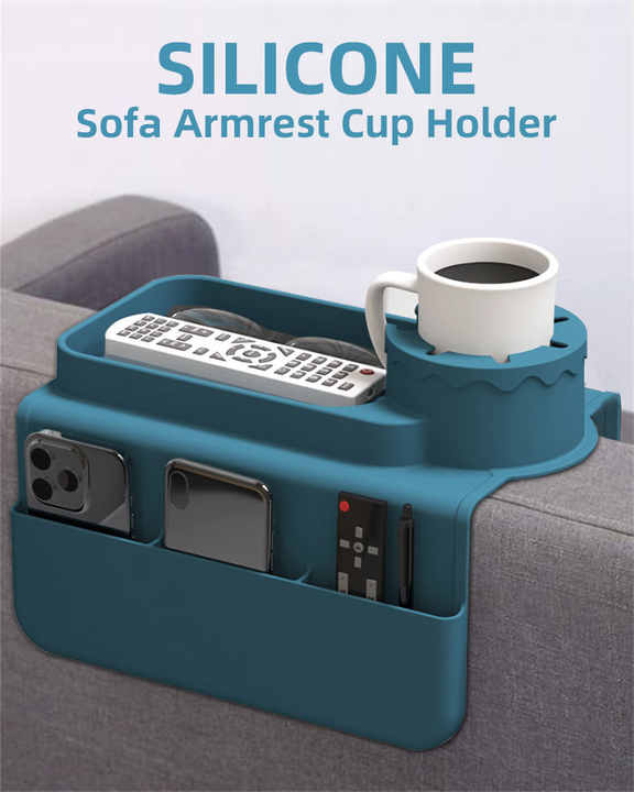 Silicone Couch Armrest Tray Cup Holder Remote Control Rack Cell Phone ...