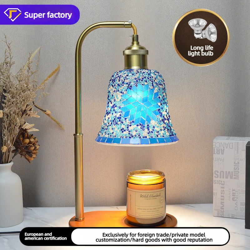 Klein Blue Snowflake Style Glass lampshade Wax Melting device Mosaic ...