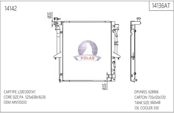 Customized Automotive Radiator for Mitsubishi L200 2007-2015 ...