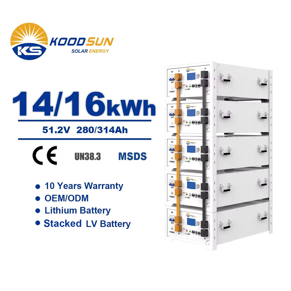 Modular 14kWh 16kWh Stackable Lifepo4 Battery 51.2V Space Efficient ...