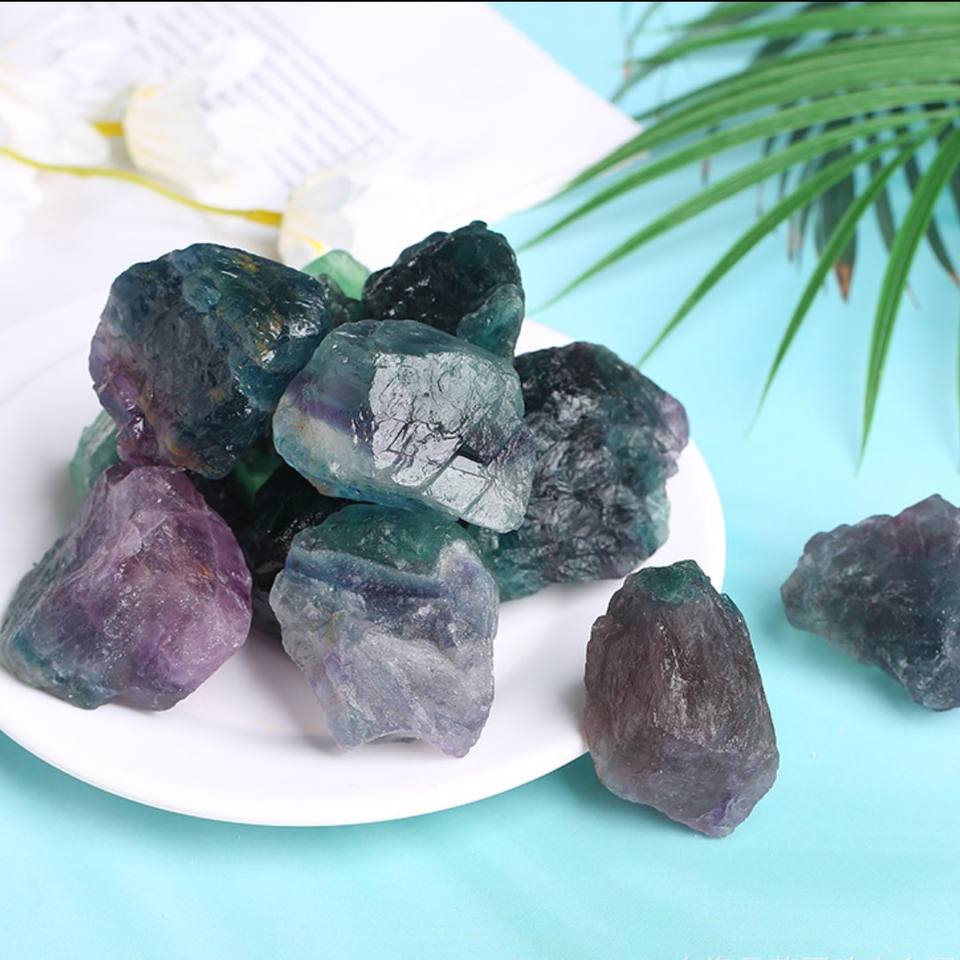 Natural Rainbow Fluorite Mineral Crystals for Home Decor