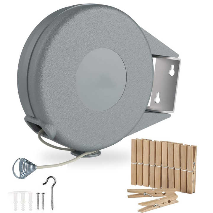 Retractable Washing Line Extendible Wall Mounting Clothes Airer Drying ...