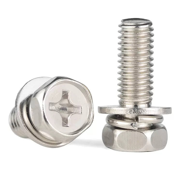 Zinc Plated Cross Recessed Hex Bolt with Spring Lock Washer