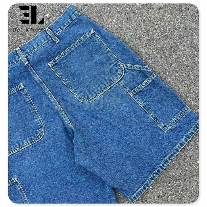 LARSUR Custom Factory Distress Wash Canvas Twill Denim Baggy Skate ...