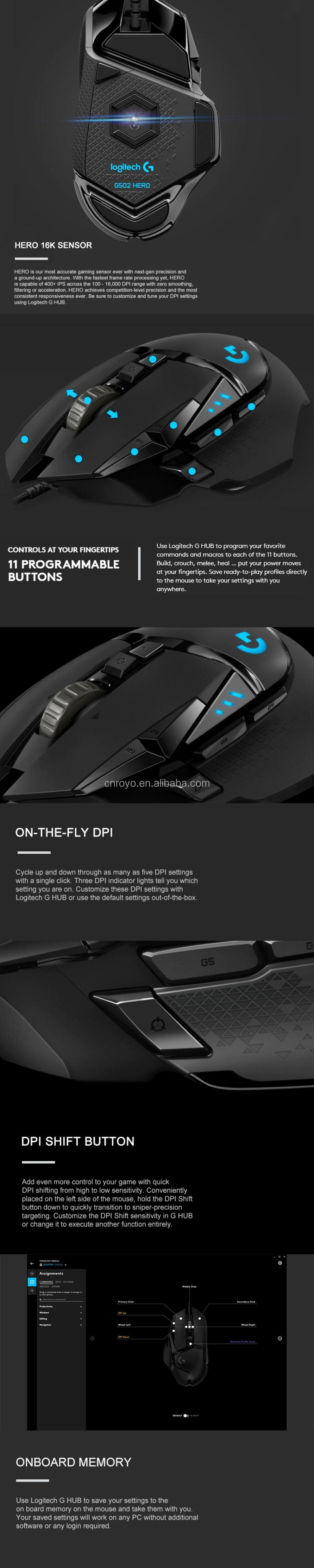 Logitech G502 Original Logitech G502 Hero 16000 DPI LIGHTSPEED Wired ...