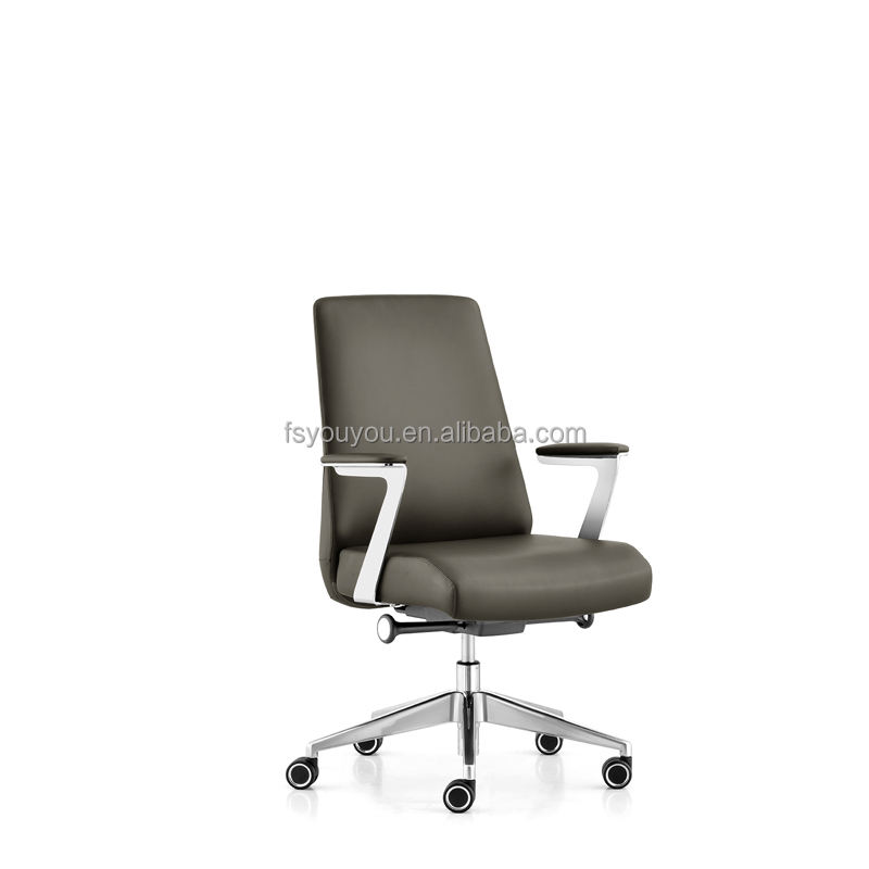 YOUYOU Modern Executive Office Chair Fixed Chromed Armrest Synthetic ...