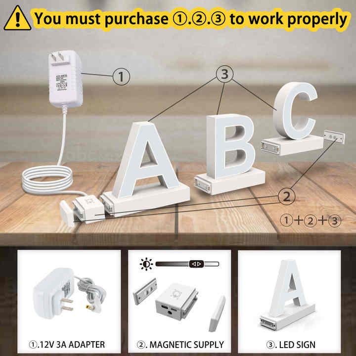 Magnetic LED Letter Signs DIY LED Letter Cappital a Letter LED Light ...