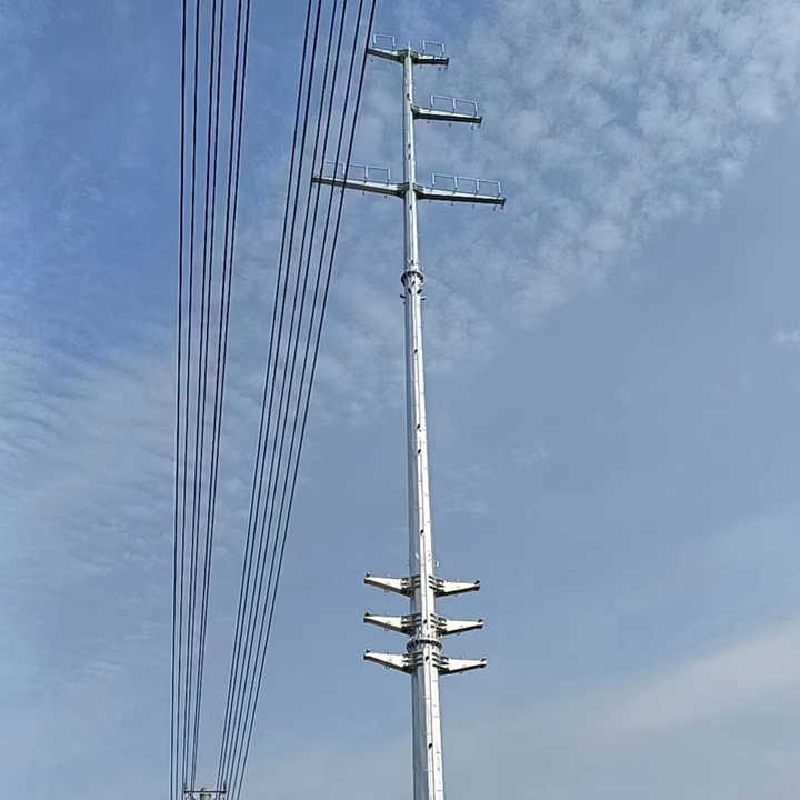 Self-support Electric Transmission Line Pylon Tubular Steel Monopole ...