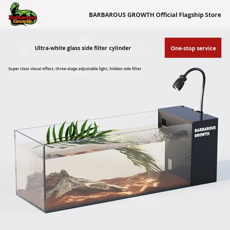 2026 New Modern Rectangle Desktop Stream Tank Ultra-clear Glass Side ...