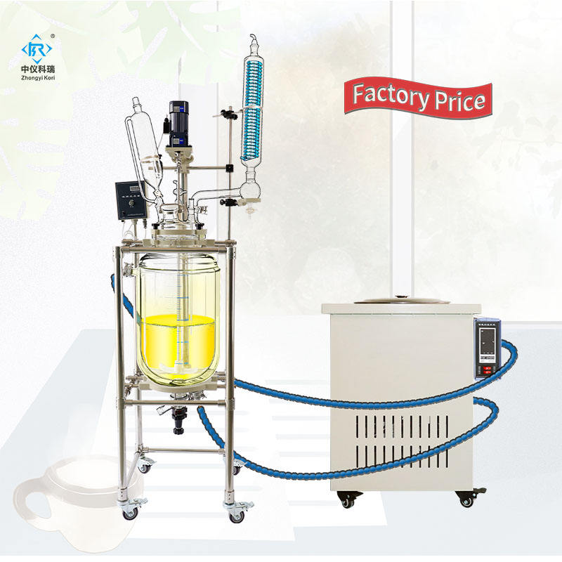 SF-5L Laboratory Glass Reactor - 5L Mixing Tank with PTFE Stirrer