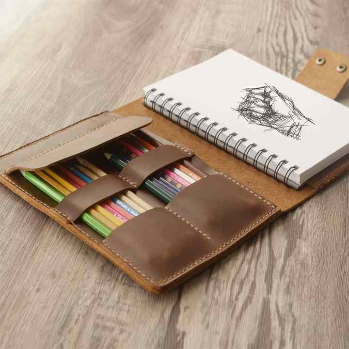 Custom Artist Notebook Cover A5 Genuine Leather Sketchbook Cover