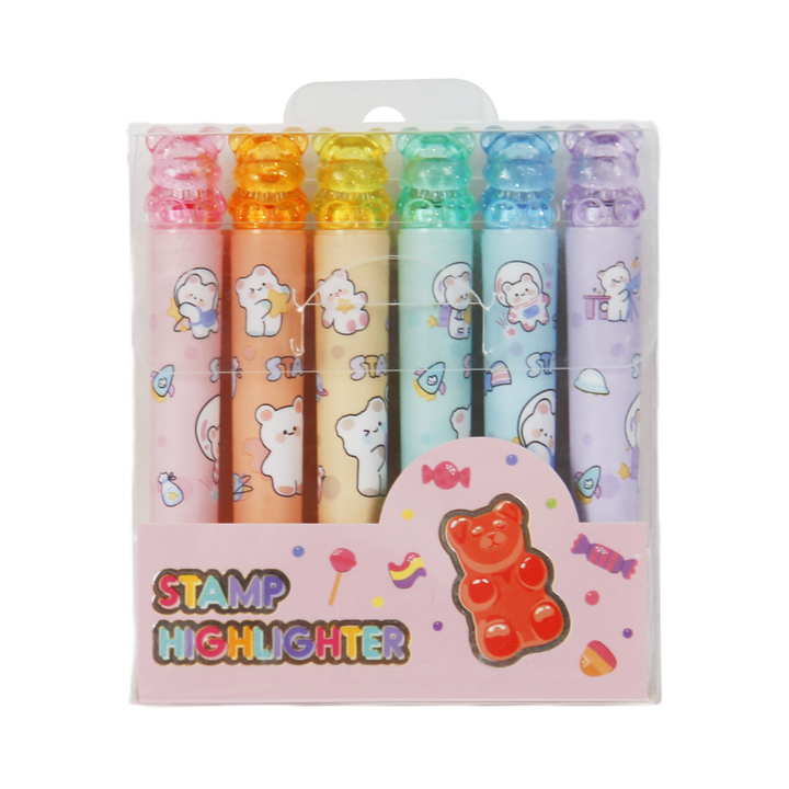 Colorful Bear Shaped Highlighter Set (6 Pack) for Kids, School Supplies ...