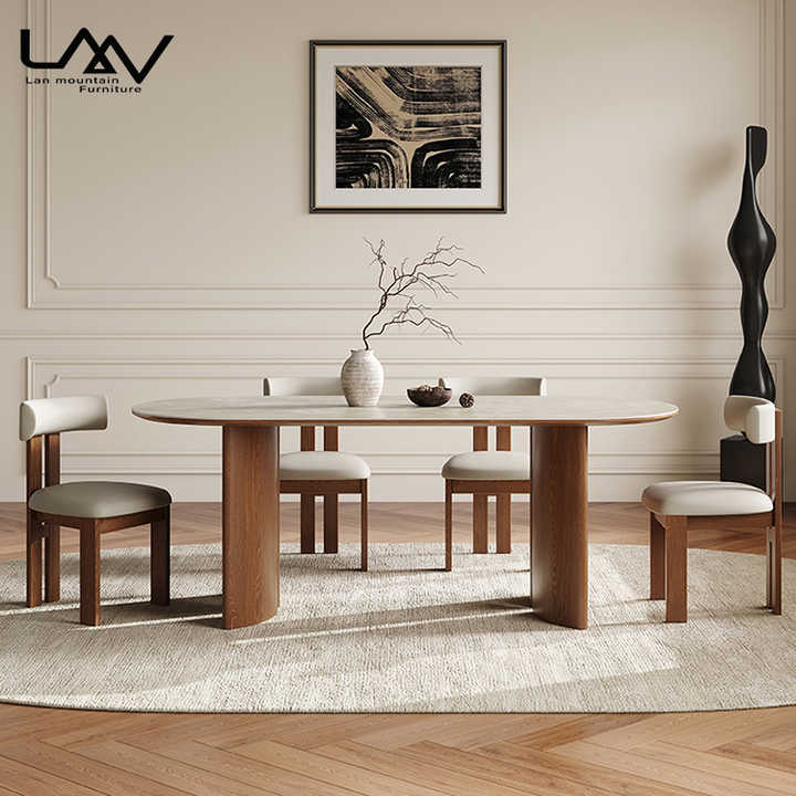 Nordic Retro Design Luxury Hotel Wooden Dining Table Villa Dining Room ...