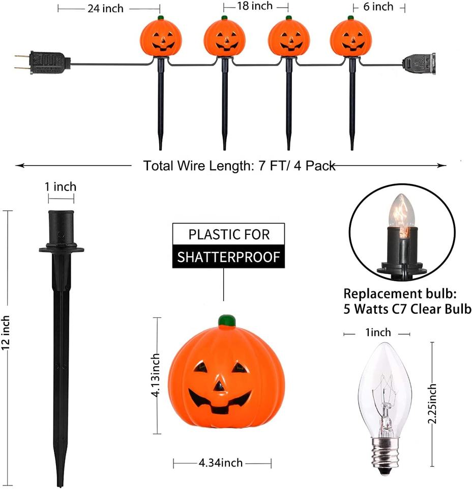 4LT Pathway Markers Lights Outdoor Connectable Christmas Halloween ...