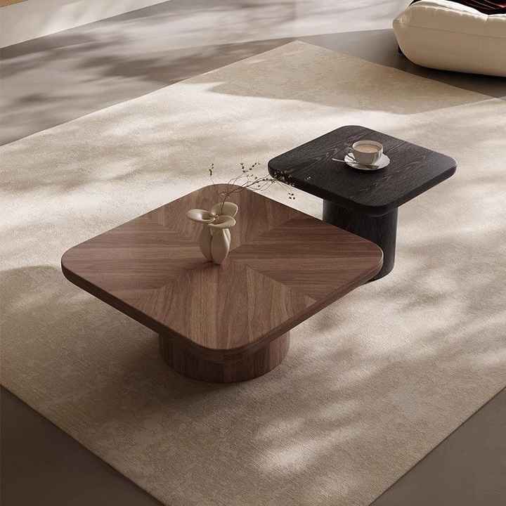 Italian Retro Style Simple Square Coffee Table Modern High and Low Side ...
