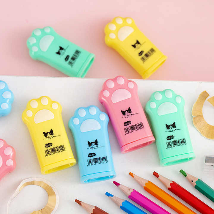 Plastic Mini cat Paw Shaped Kawaii Pencil Sharpener for Kids School ...
