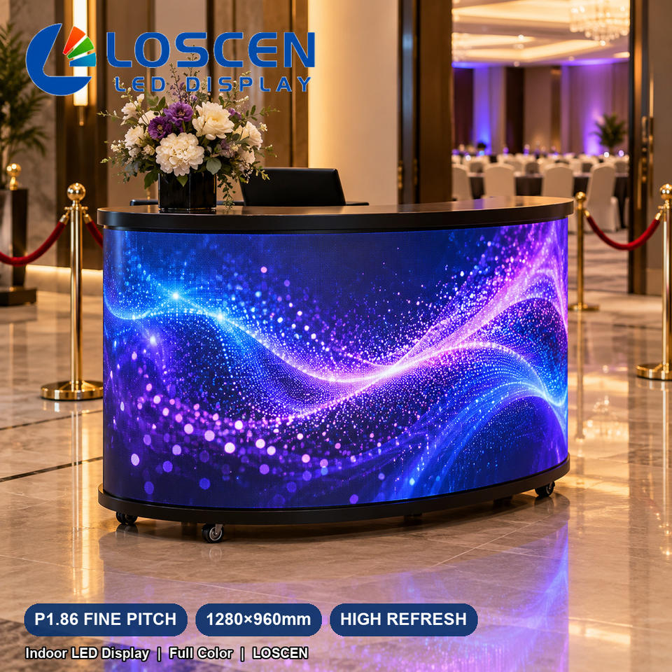 P1.86 Curved LED Retail Promotion Counter 1280x960mm Full Color Store ...