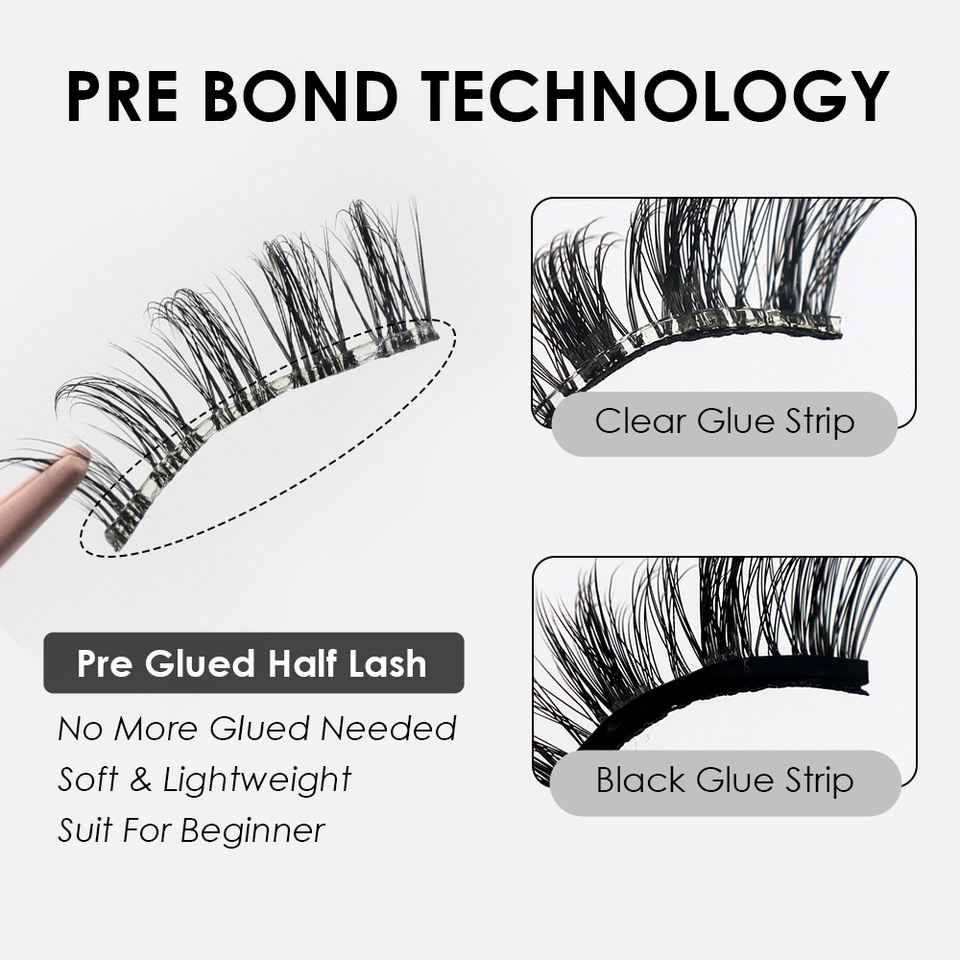 3-10 Day Hold Pre-Glued Strip Lashes Waterproof 3D Effect Self Adhesive ...