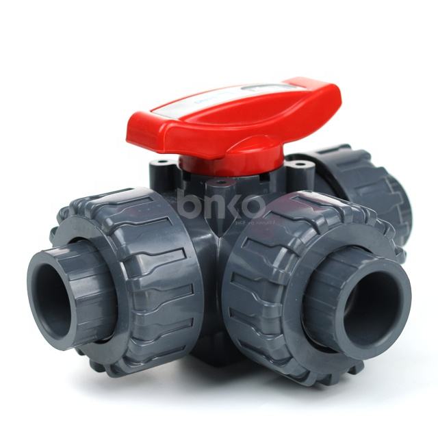 1 Inch Acid-Resistant PVC Plastic 3-Way Ball Valve with Manual and Electric Actuator for Water ...