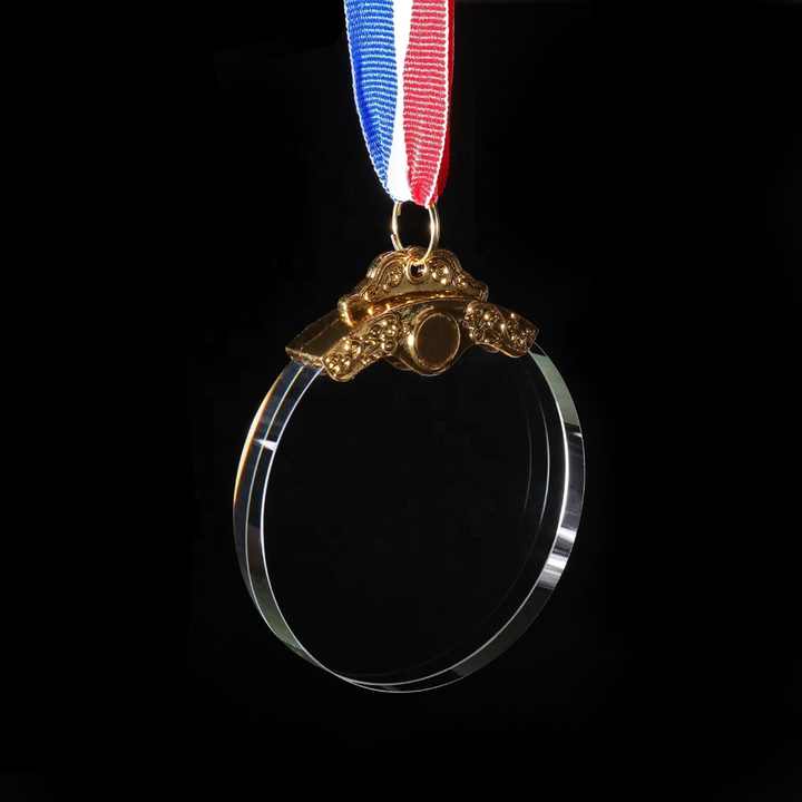 Personalized Crystal Glass Shaped Medallion Medal MH-NJ0097