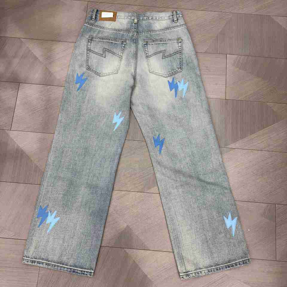 Custom Vintage High Street Straight Fit Snow Wash Mid Waist Embroidered ...