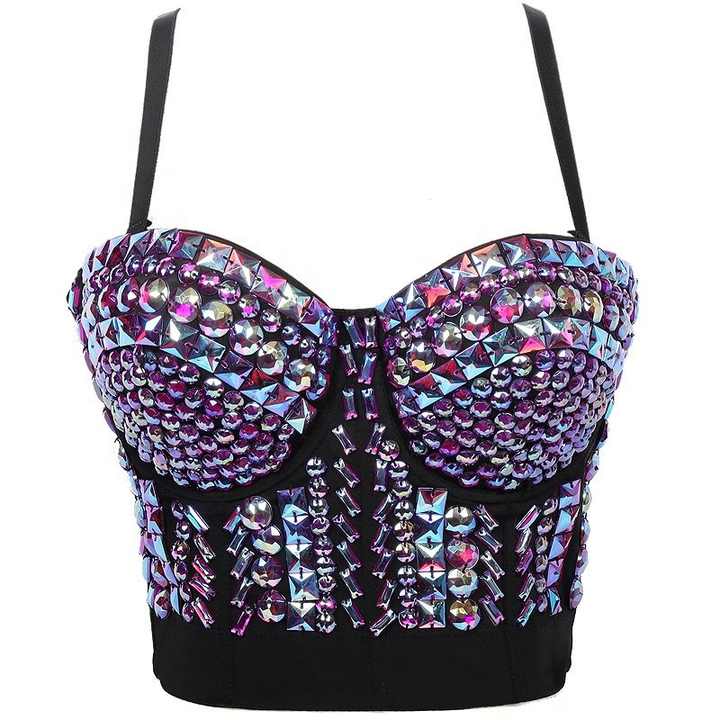 BL07 Latest Fashion Lingerie Glitter Straps With Chest Pads Bling Crop ...
