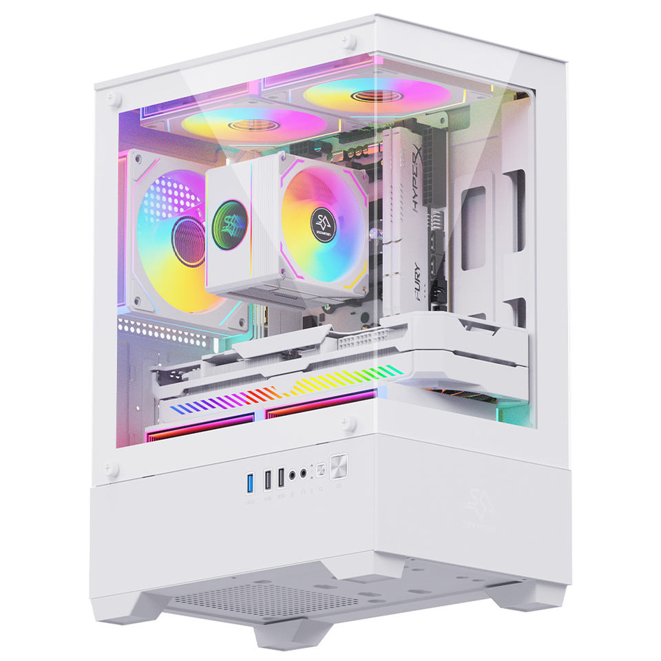 SNOWMAN Mid Tower PC Case with Tempered Glass | Compatible MicroATX ITX ...