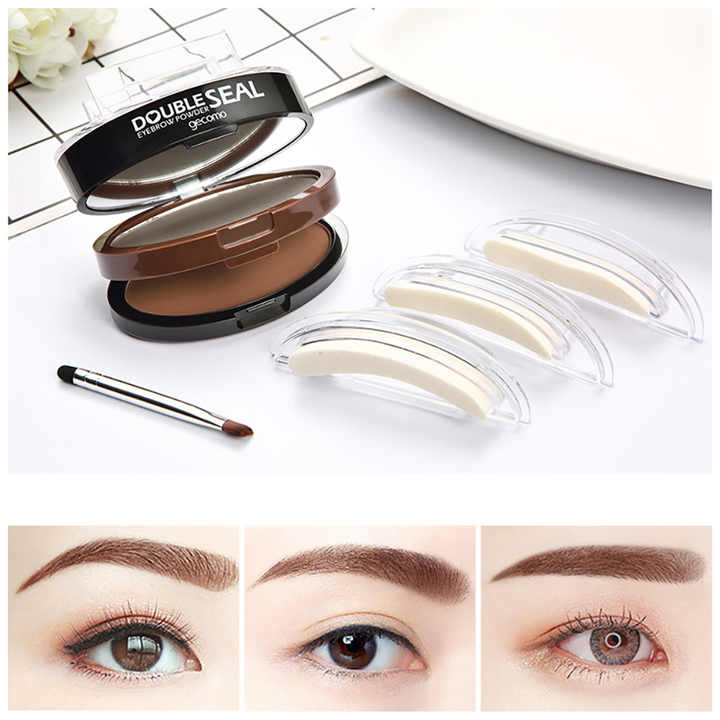 GECOMO Double-Layer Eyebrow Powder Kit - Waterproof & Sweat-proof