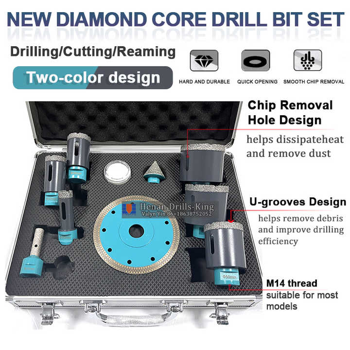 Diamond Drill Bit Set Hole Saw 20/32/38/50/60/68mm +125mm Diamond Disc+2-38mm Diamond Cone Bit+ ...