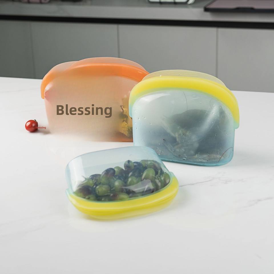 Custom Reusable Storage Bag, 100% Silicone Food Storage Bags Stand up ...