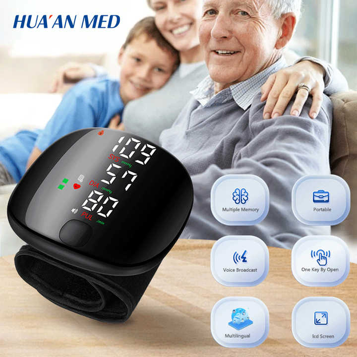 HUAAN Rechargeable Voice Broadcasting Electronic Sphygmomanometer Wrist BP Machine Automatic ...