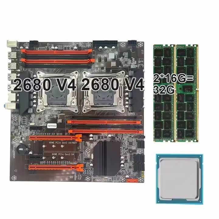 X99 Dual Motherboard Support Dual CPU LGA2011 Xeon E5 2680 V4 Processor ...