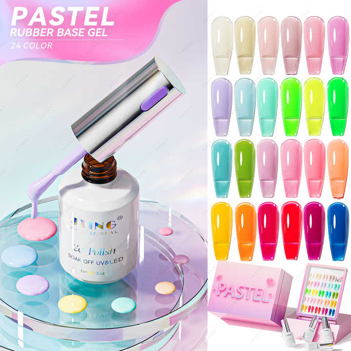 JTING Industry New Design Color Cap 24color Pastel Rubber Base Gel Nail ...