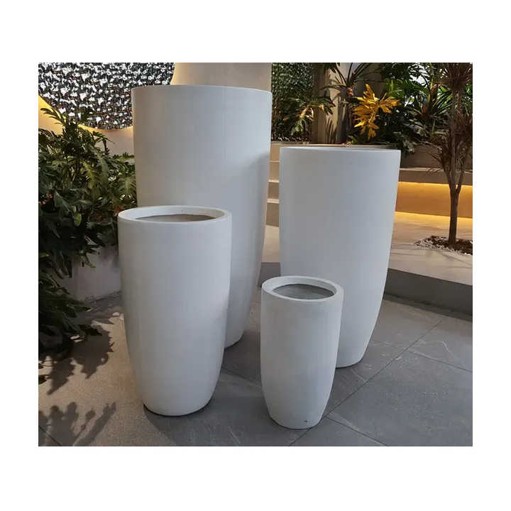 Large White Round Flower Planter - Perfect for Outdoor Decor