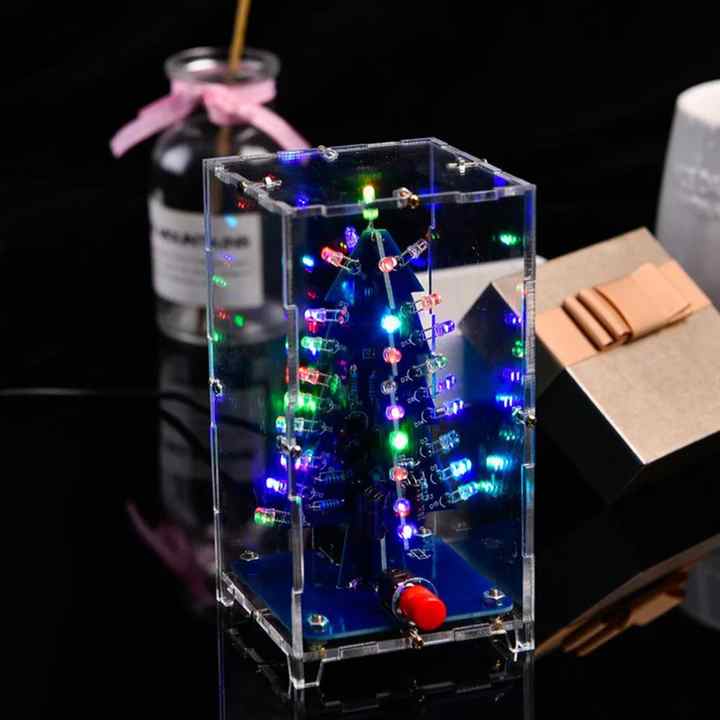 DIY 3D Christmas Tree Soldering Practice Colorful LED Flashing LED RGB ...