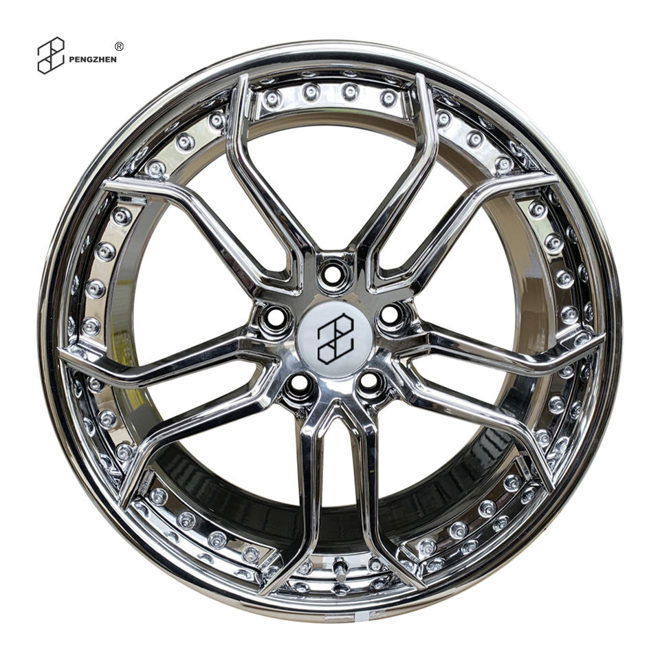 PENGZHEN New Custom 2 Piece Chrome Forged Aluminium Alloy Five Spoke ...