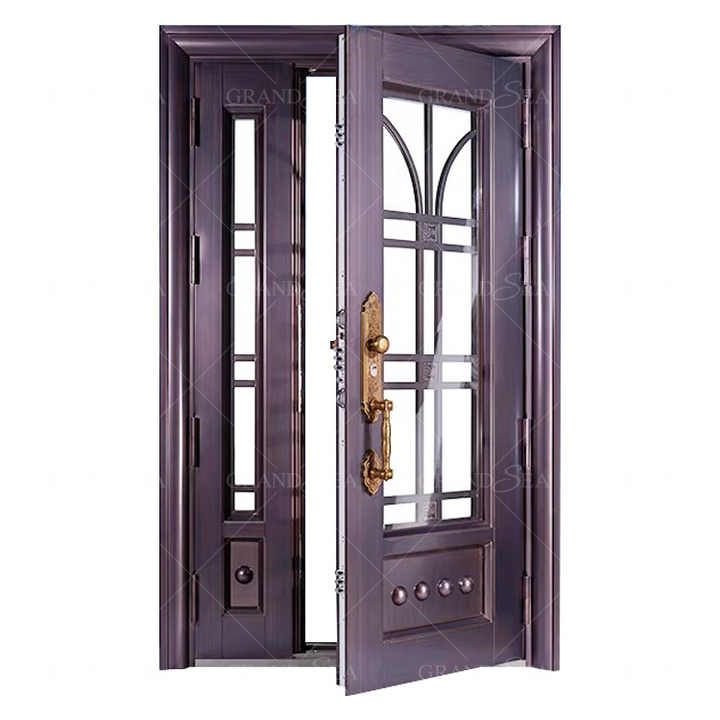 Burglar Proof Security Steel Door with Tempered Glass