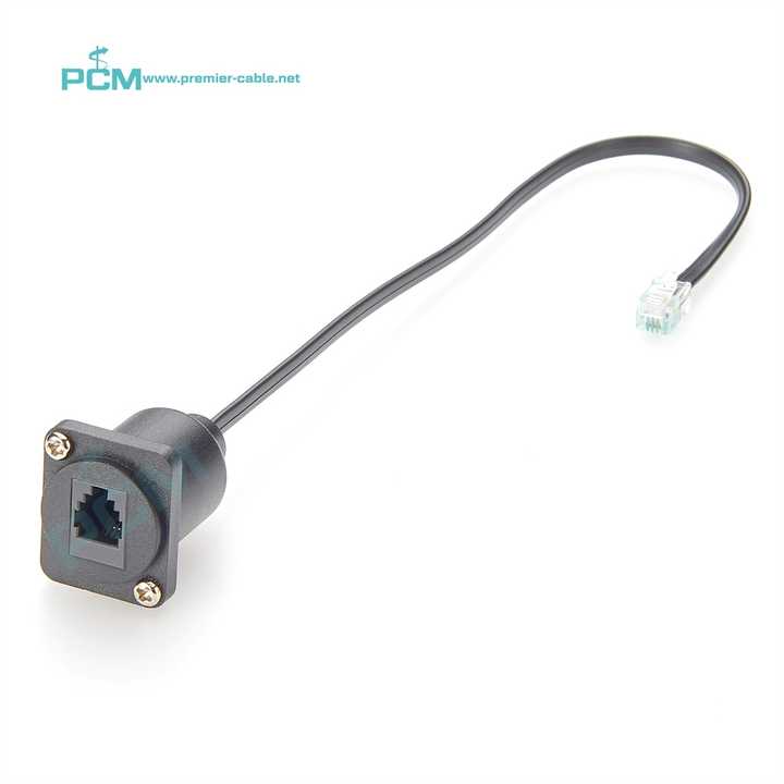 D-Type CAT3 RJ9 4P4C Male to Female Telephone Line Cable, RJ9 RJ11 Socket XLR Panel Mount Cable ...