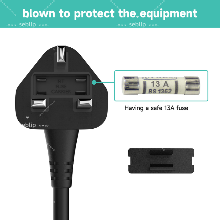 UK Single Socket Fused Power Extension Lead Shutter Heavy Duty 2 Prong ...
