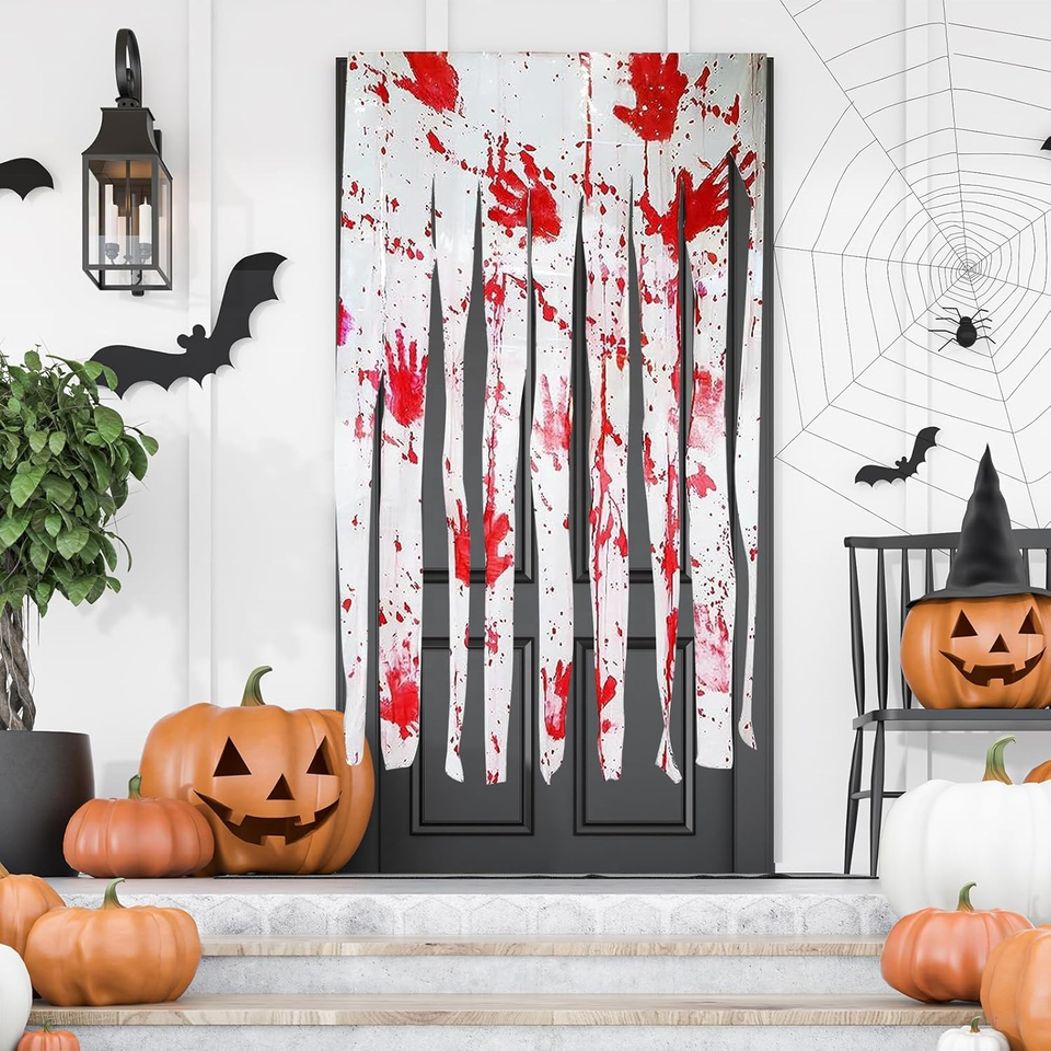 Pafu Halloween Bloody Prints Doorway Curtain with Bloody Hand Prints ...