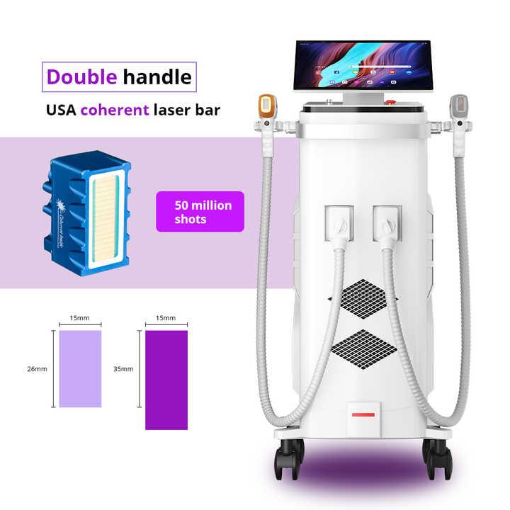 Diode Ice Laser CE Double Handle 4 Waves 755 808 940 1064 Laser Hair ...