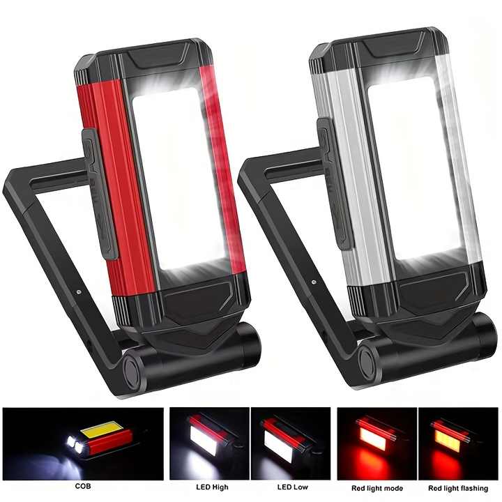 Portable Rechargeable COB Work Light Dimmable Multi-Functional Foldable ...