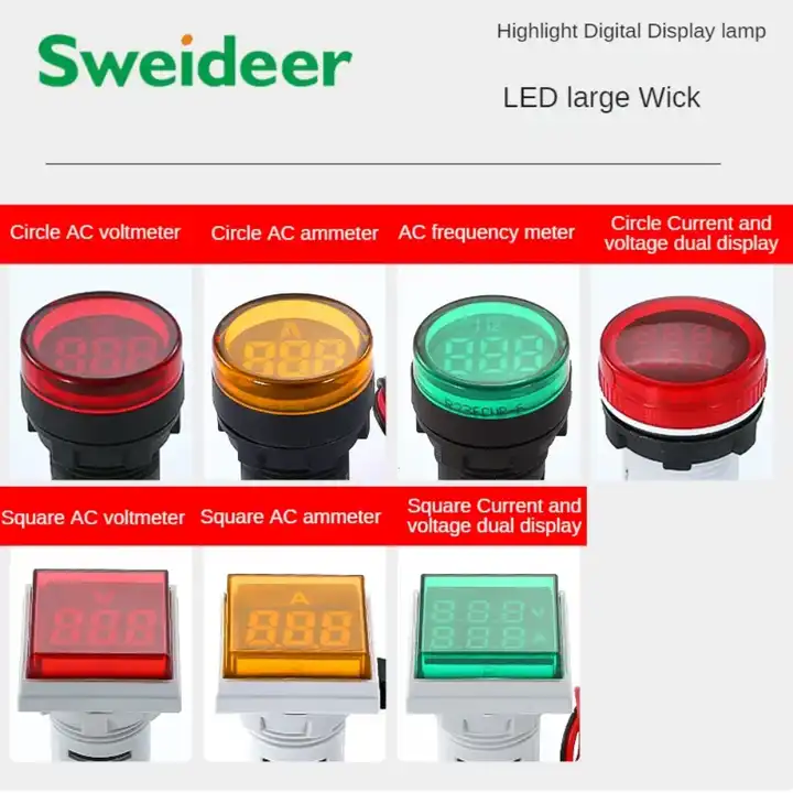 Mini square Round LED Digital Display Panel Voltmeter Ammeter HZ Meter ...