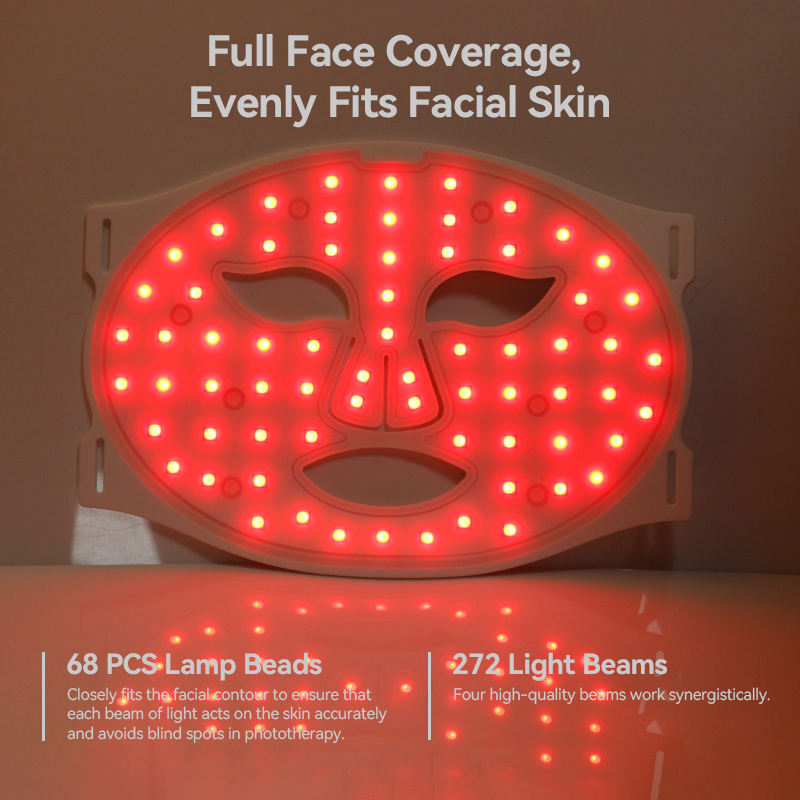 Wireless LED Face Neck Head Mask Silicone Light Therapy Mask OEM ...