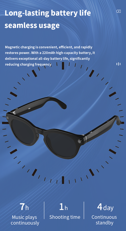 Kingsmart V03 T6 Smart Glasses Frame 1080P Dual Camera Sunglasses 32GB ...