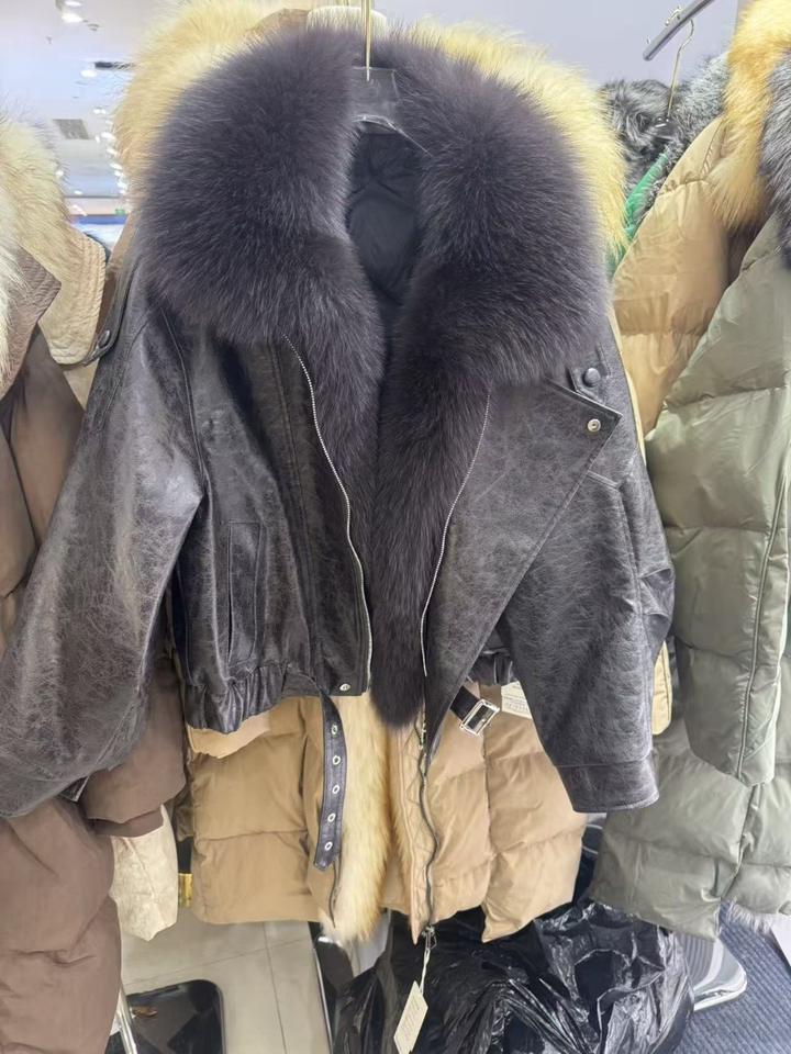 Casual Fashionable Detachable fox Fur Collar Fur Coat Women Short ...