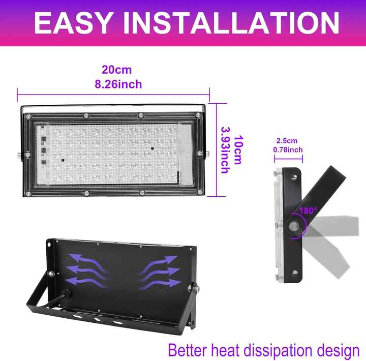 UV Flood Light 395nm Ultraviolet Floodlight Fluorescent Stage Lamp Curing Waterproof 110V 220V ...