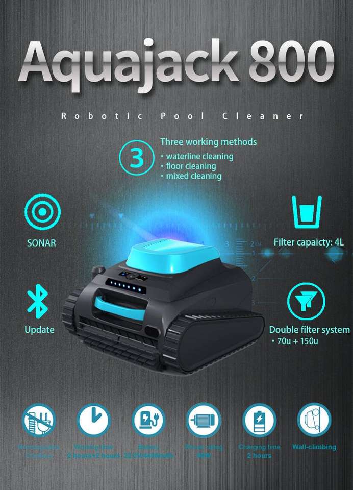 Aquajack 800 Cordless Robotic Pool Cleaner - Efficient Cleaning for ...