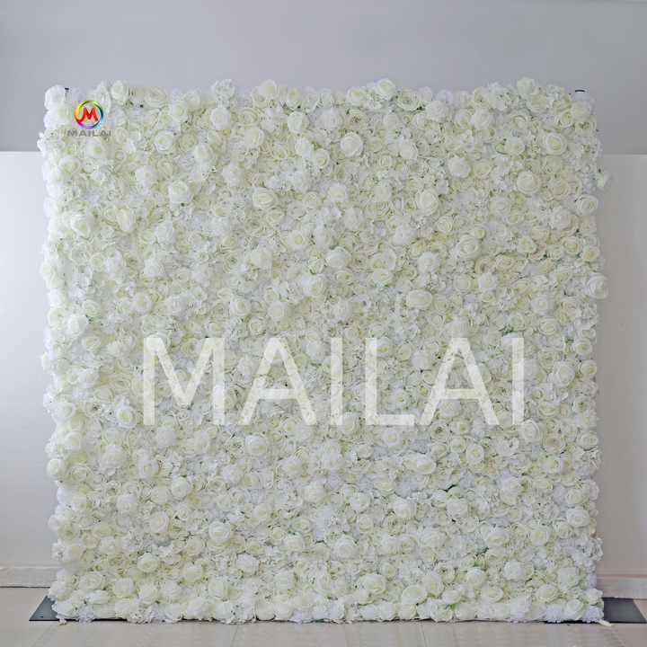 Custom Flower Wall 5D 3D White Roll up Cloth Wedding Decor Artificial ...
