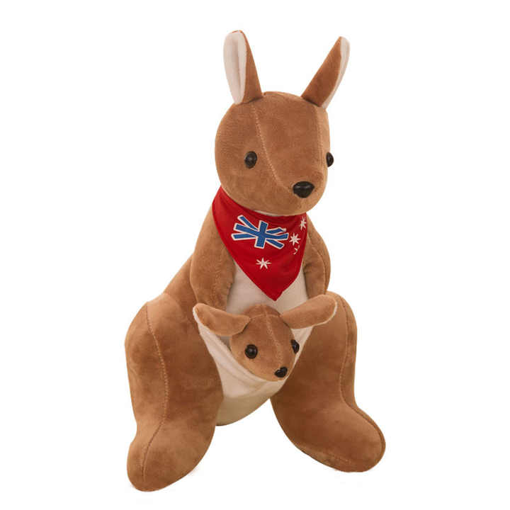 Australian Mother Baby Kangaroo Plush Toy Soft Scenic Zoo Simulation Stuffed Animal PP Filling ...